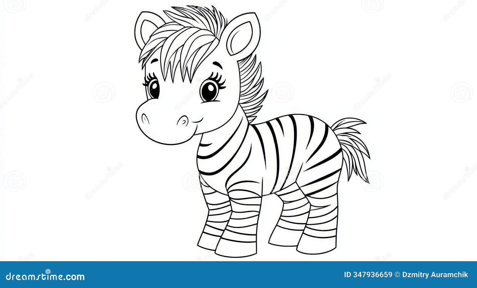 A Lovable Zebra Cartoon Character with Both Color and Outline ...