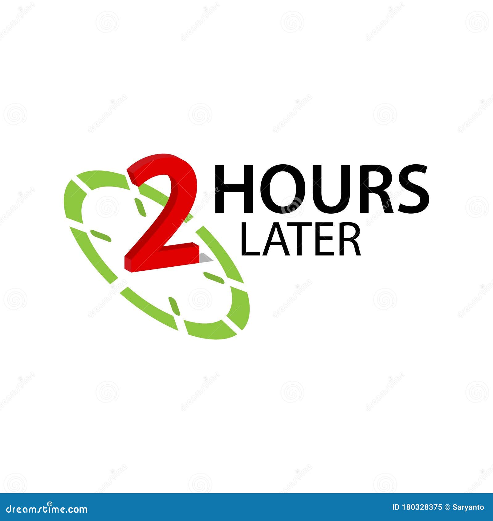 Two Hours Later with Clock Icon. Vector Illustration on White ...