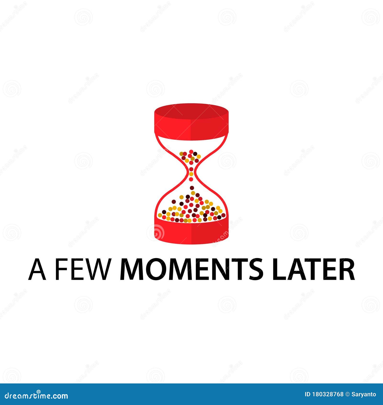 A Few Moments Later with Hourglass. Flat Design Stock Vector ...
