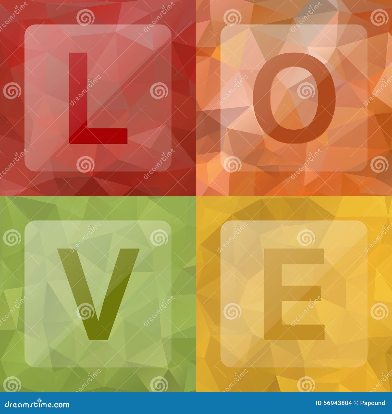 Love on Abstract Geometric Rumpled Triangular Low Poly Style Background ...