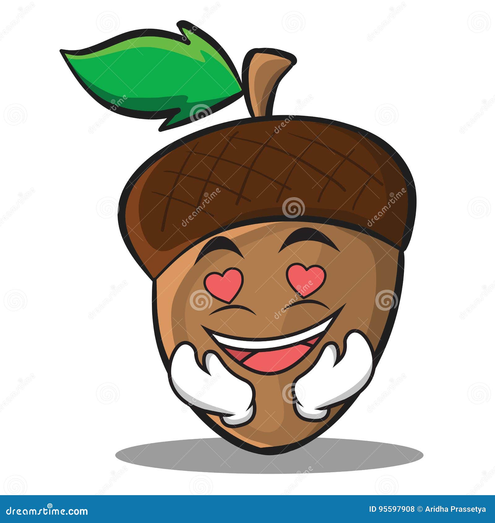 In Love Acorn Cartoon Character Style Stock Vector - Illustration of ...