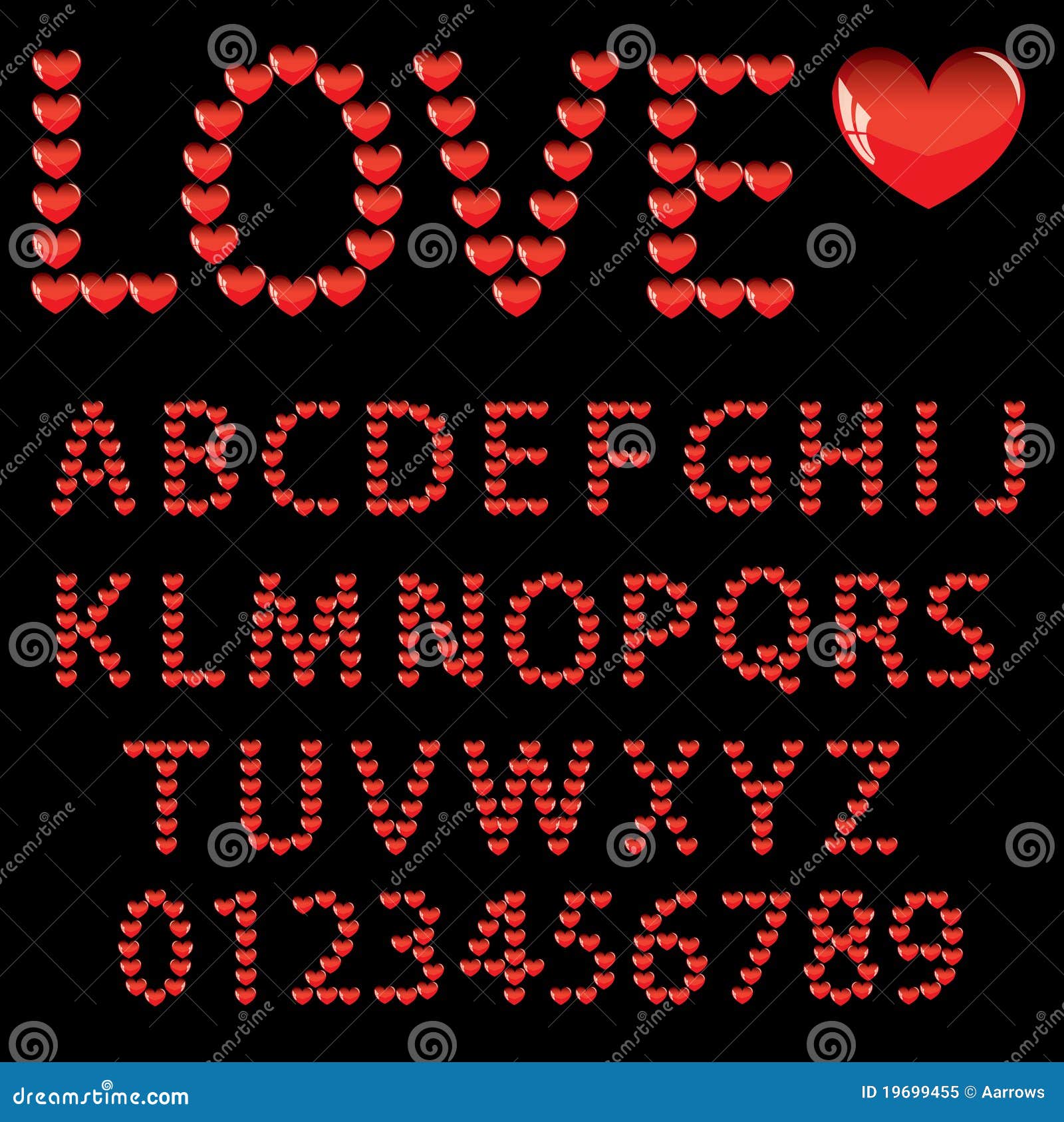 Love the Alphabet with a Heart Stock Vector - Illustration of numbers ...