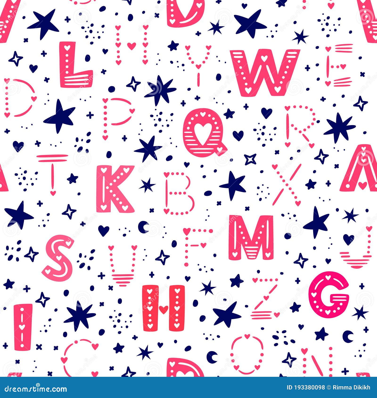 Love Alphabet Seamless Pattern with Decor Stock Vector - Illustration ...
