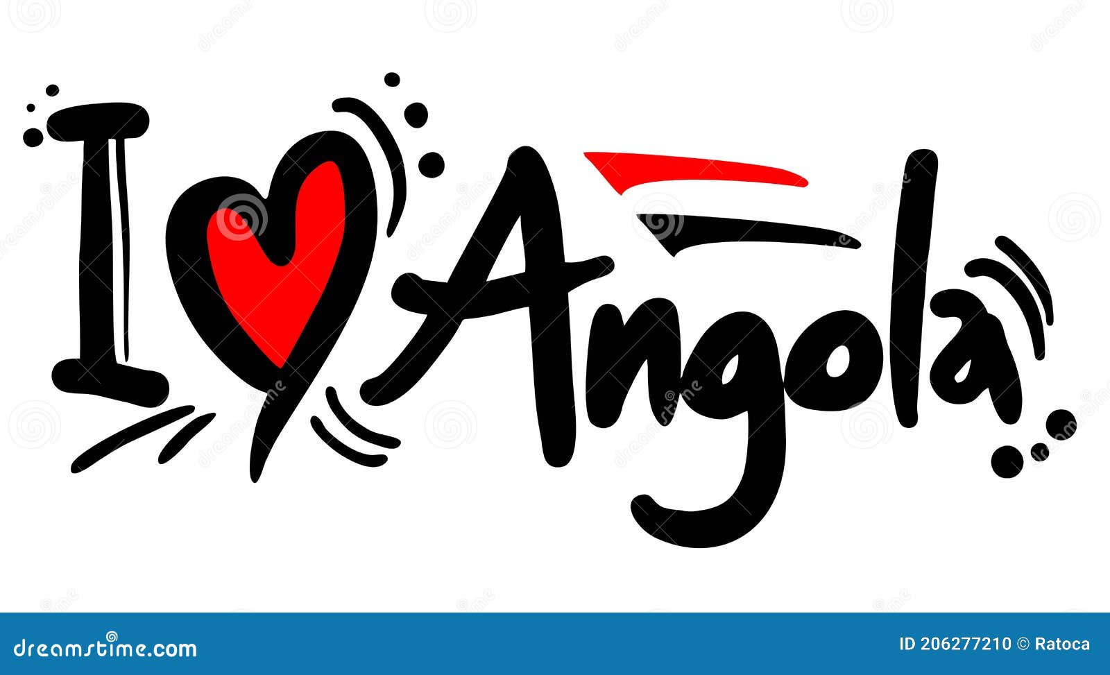 I Love Angola. Hand Drawn Letters With Red Heart. Vector Illustration ...