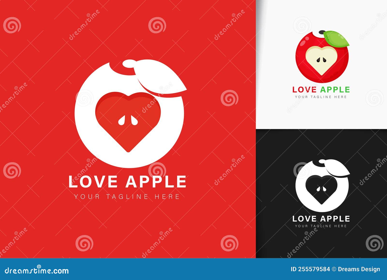 Love apple logo design stock vector. Illustration of abstract - 255579584