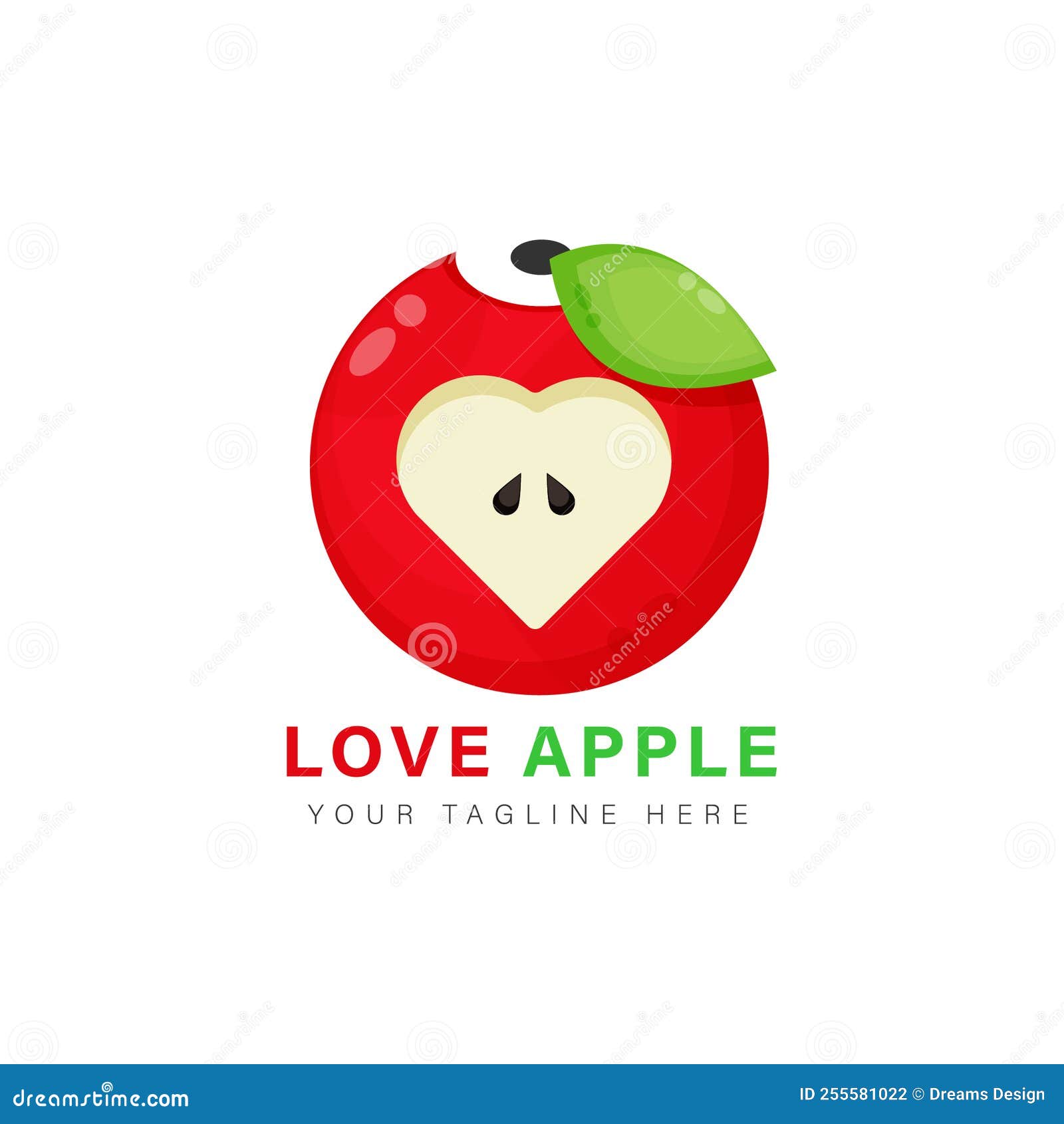Love apple logo design stock vector. Illustration of leaf - 255581022
