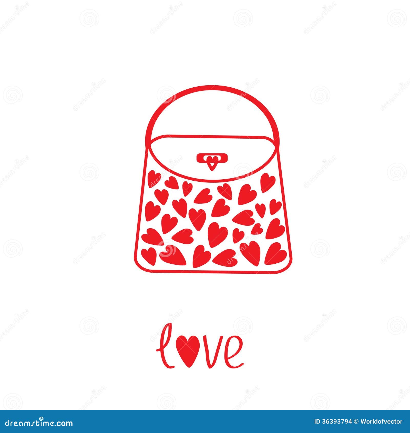 Love bag with hearts. Card stock vector. Illustration of isolated ...