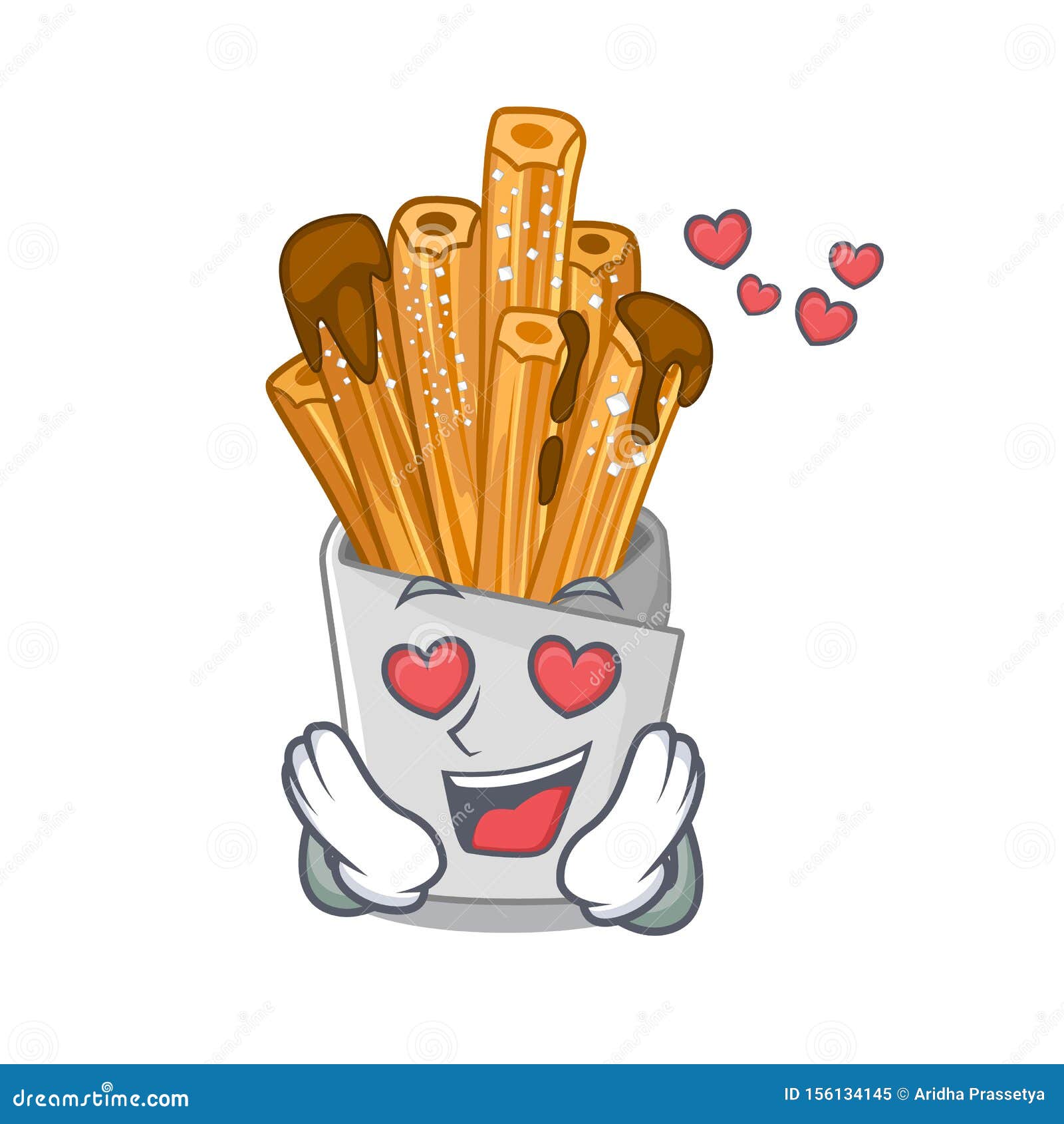 In Love Bakery Churros in Mascot Plastic Bag Stock Vector ...
