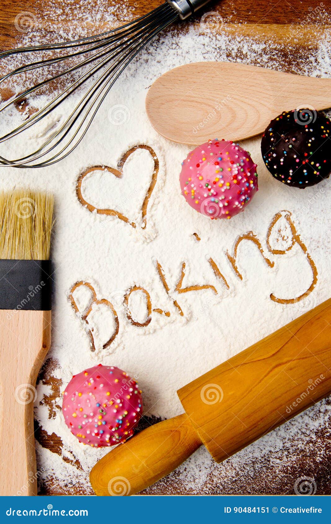 Love Baking with cupcakes stock image. Image of word - 90484151