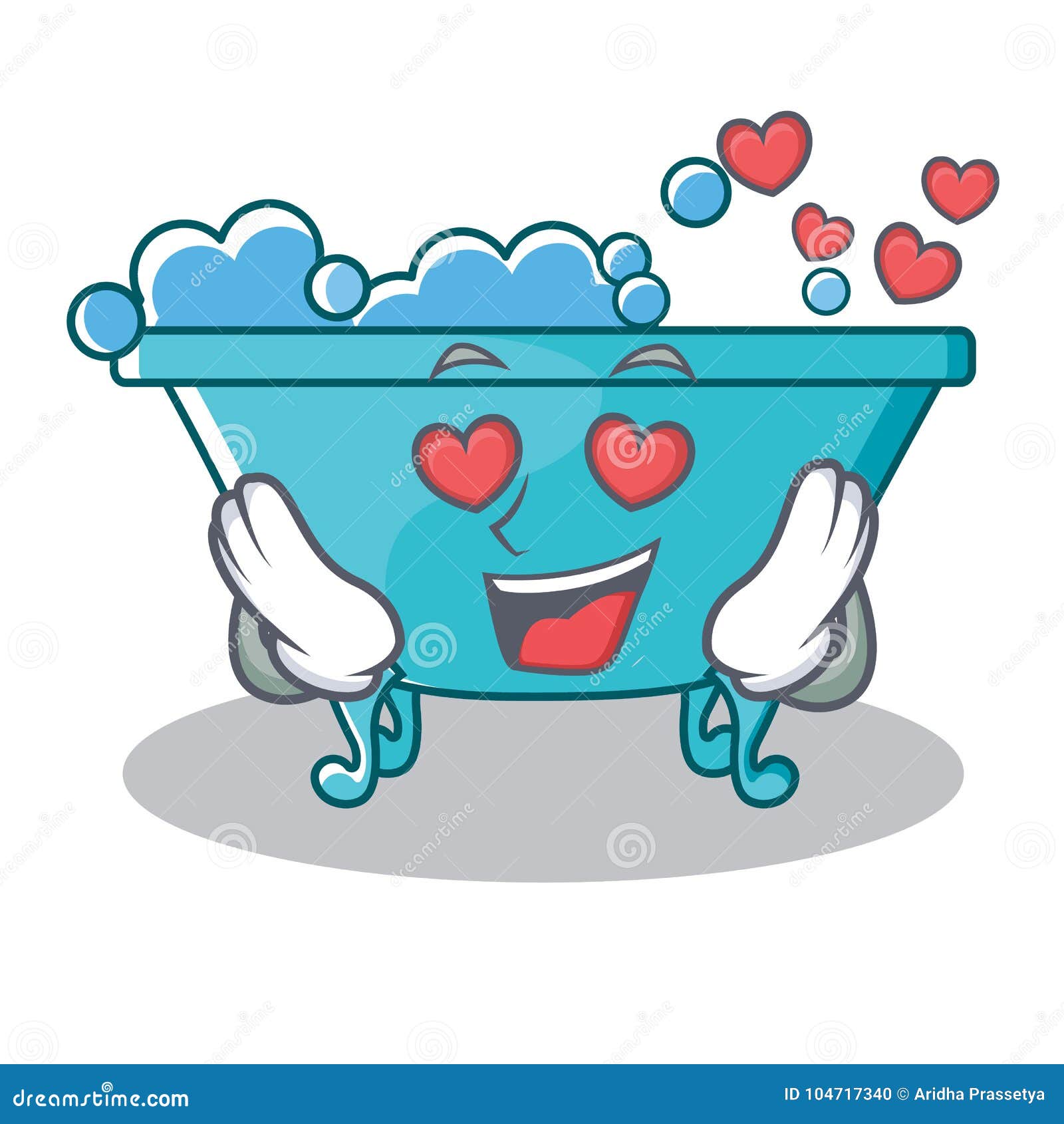 In Love Bathtub Character Cartoon Style Stock Vector - Illustration of ...