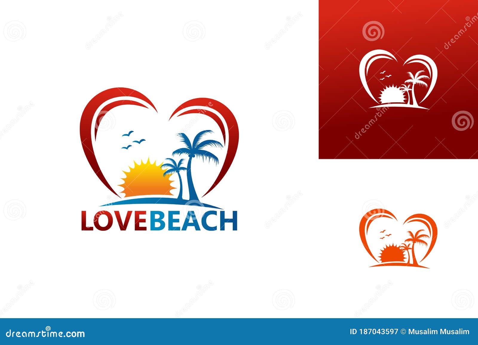 Love Beach Logo Template Design Vector, Emblem, Design Concept ...