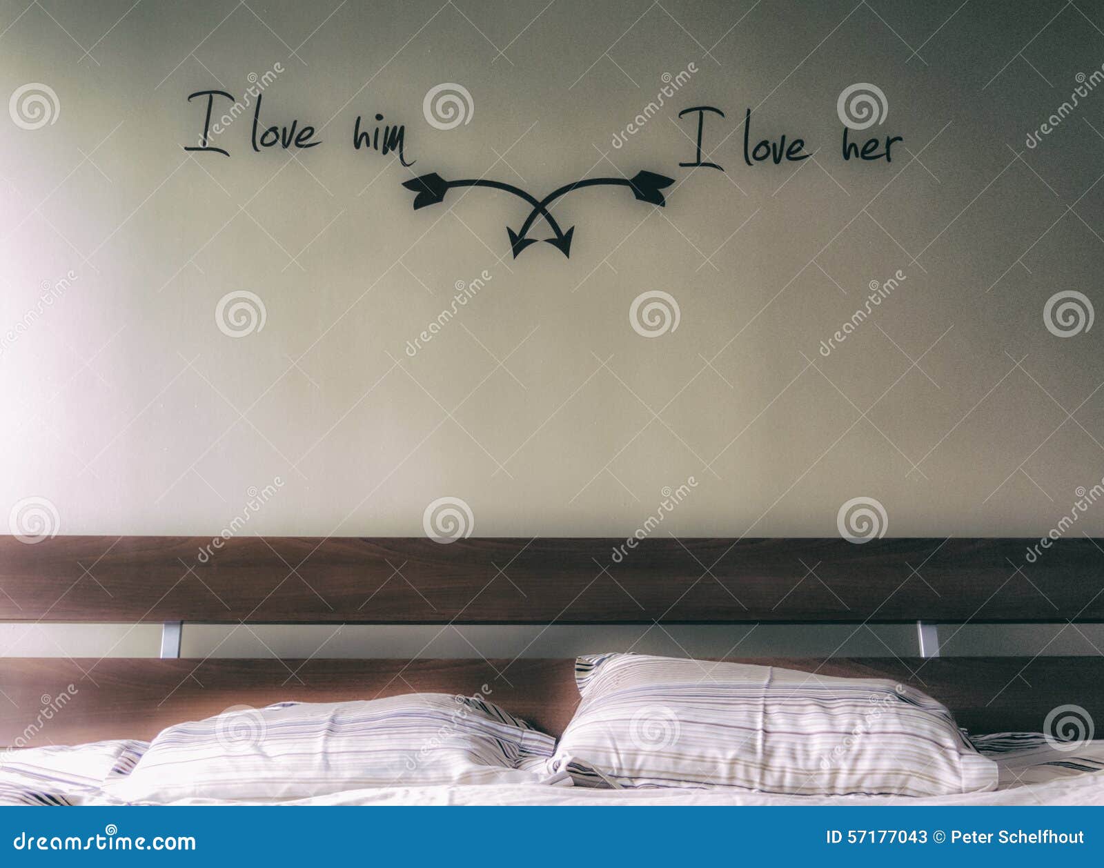 Love bed stock image. Image of romantic, sign, wall, bedroom - 57177043