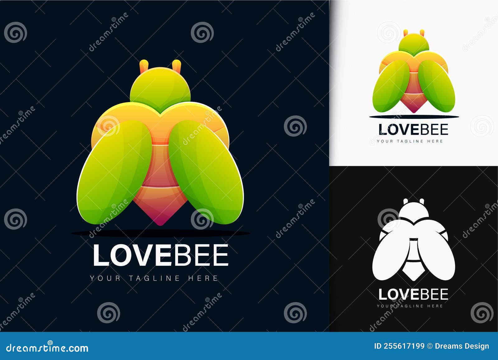 Love Bee Logo Design with Gradient Stock Vector - Illustration of honey ...
