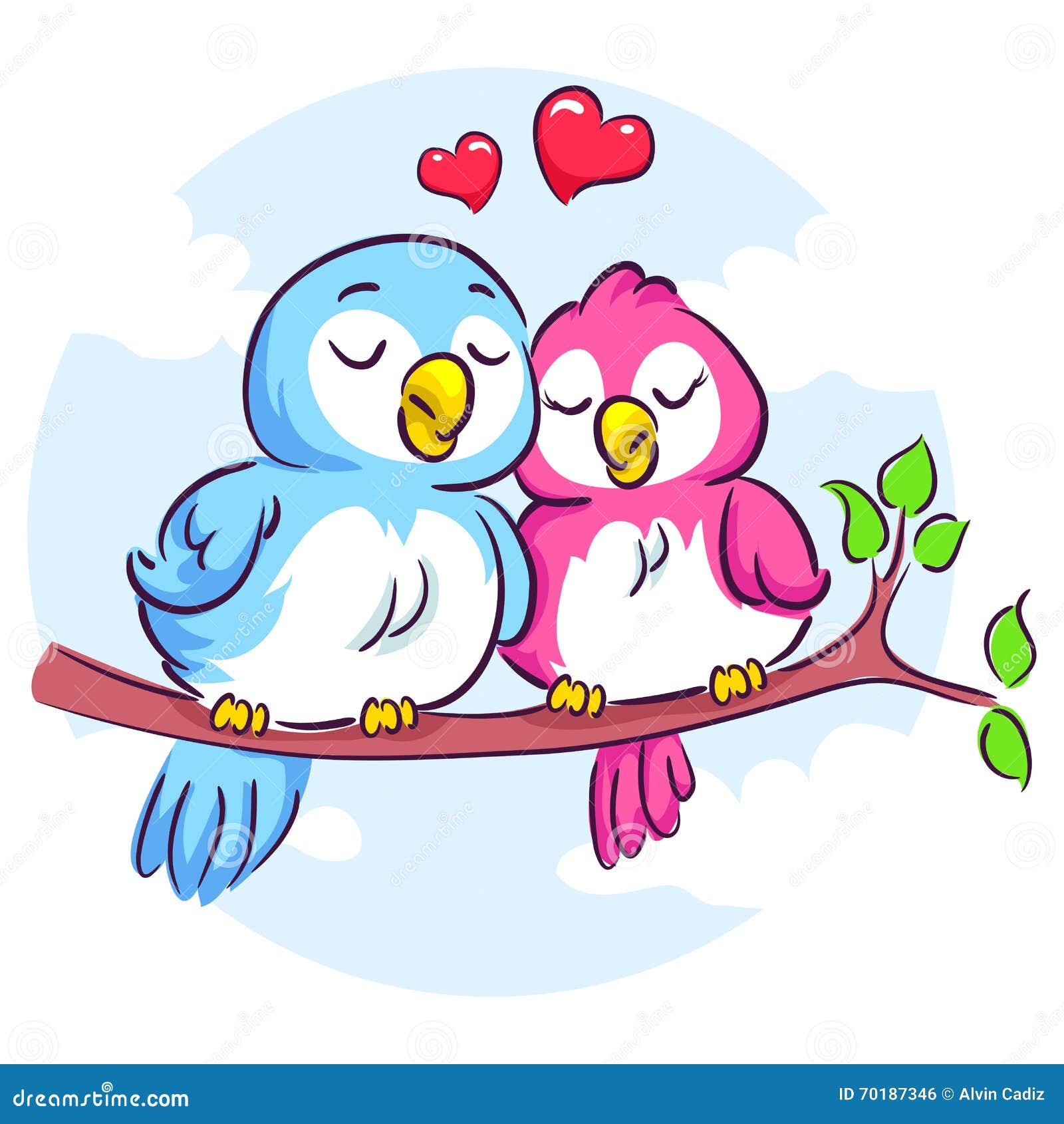 Love Birds on the Branch stock vector. Illustration of amour - 70187346
