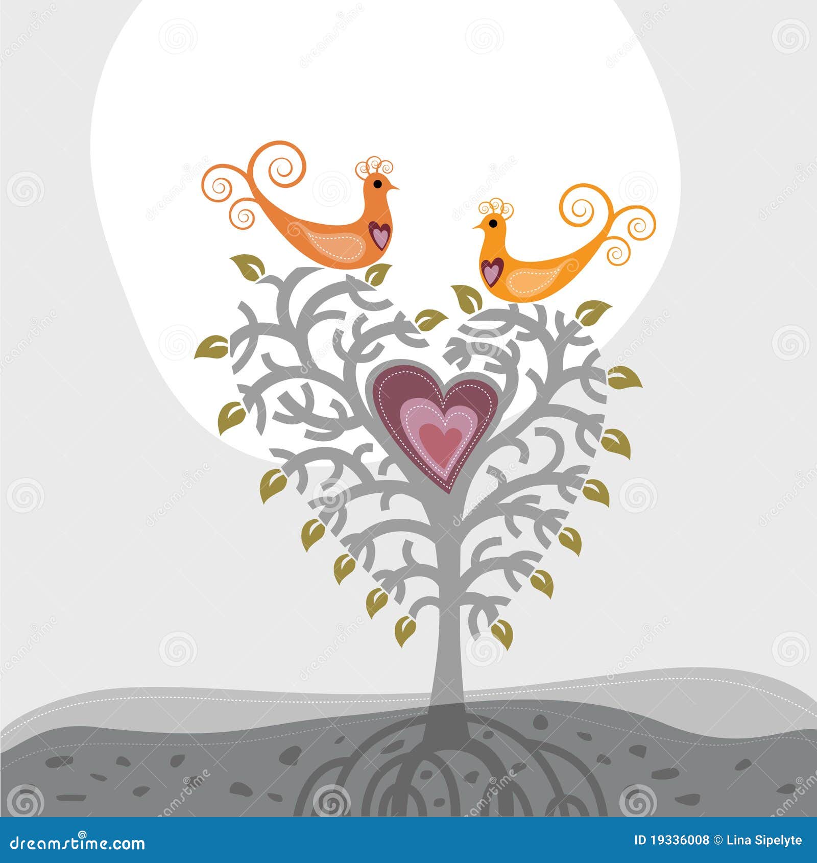 Love birds and heart tree stock vector. Illustration of bird - 19336008