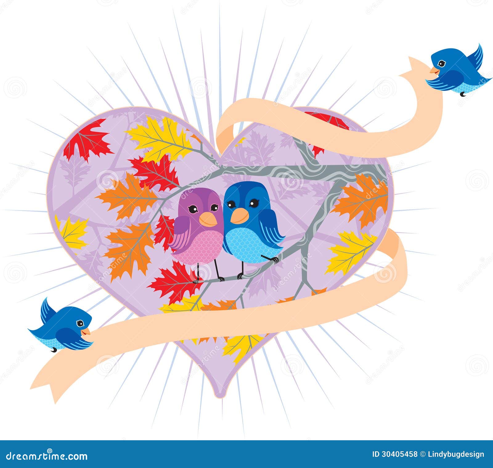 Love Birds in a Heart stock vector. Illustration of animal - 30405458