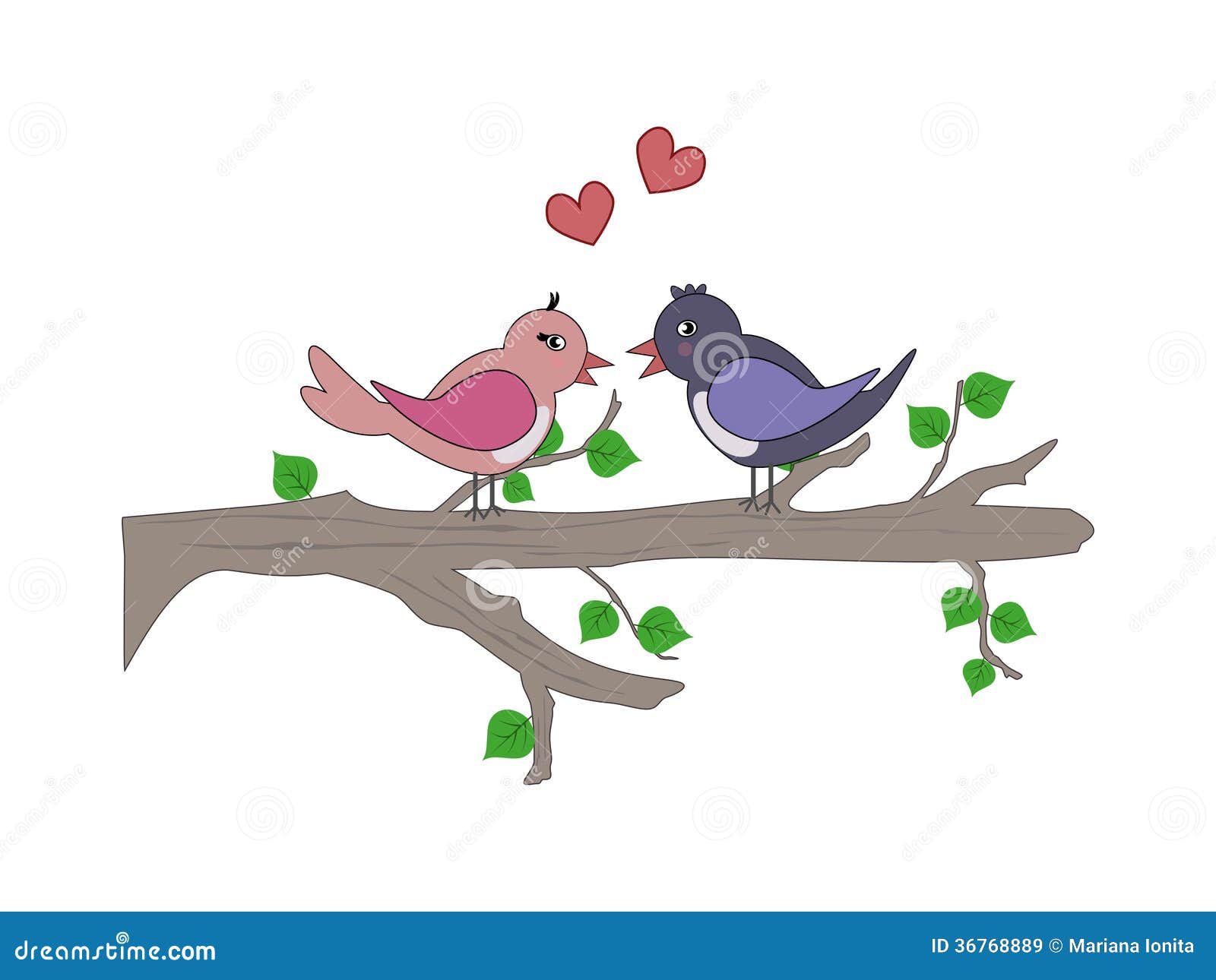 Love birds stock illustration. Illustration of tree, summer - 36768889