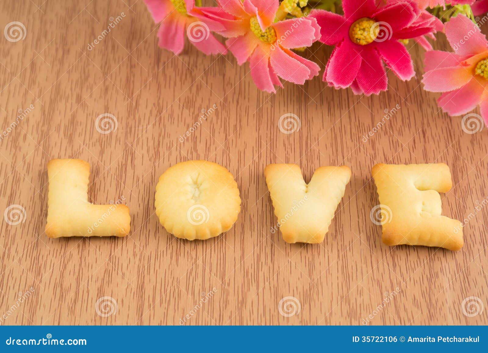 LOVE, Biscuits Letters on Wooden Background Stock Photo - Image of food ...