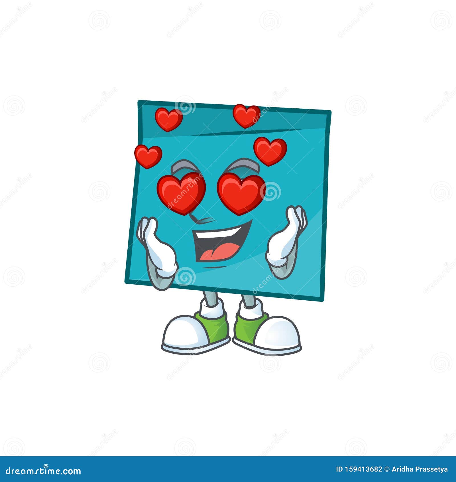 In Love Blue Rectangle Sticker Paper on White Background. Stock Vector ...