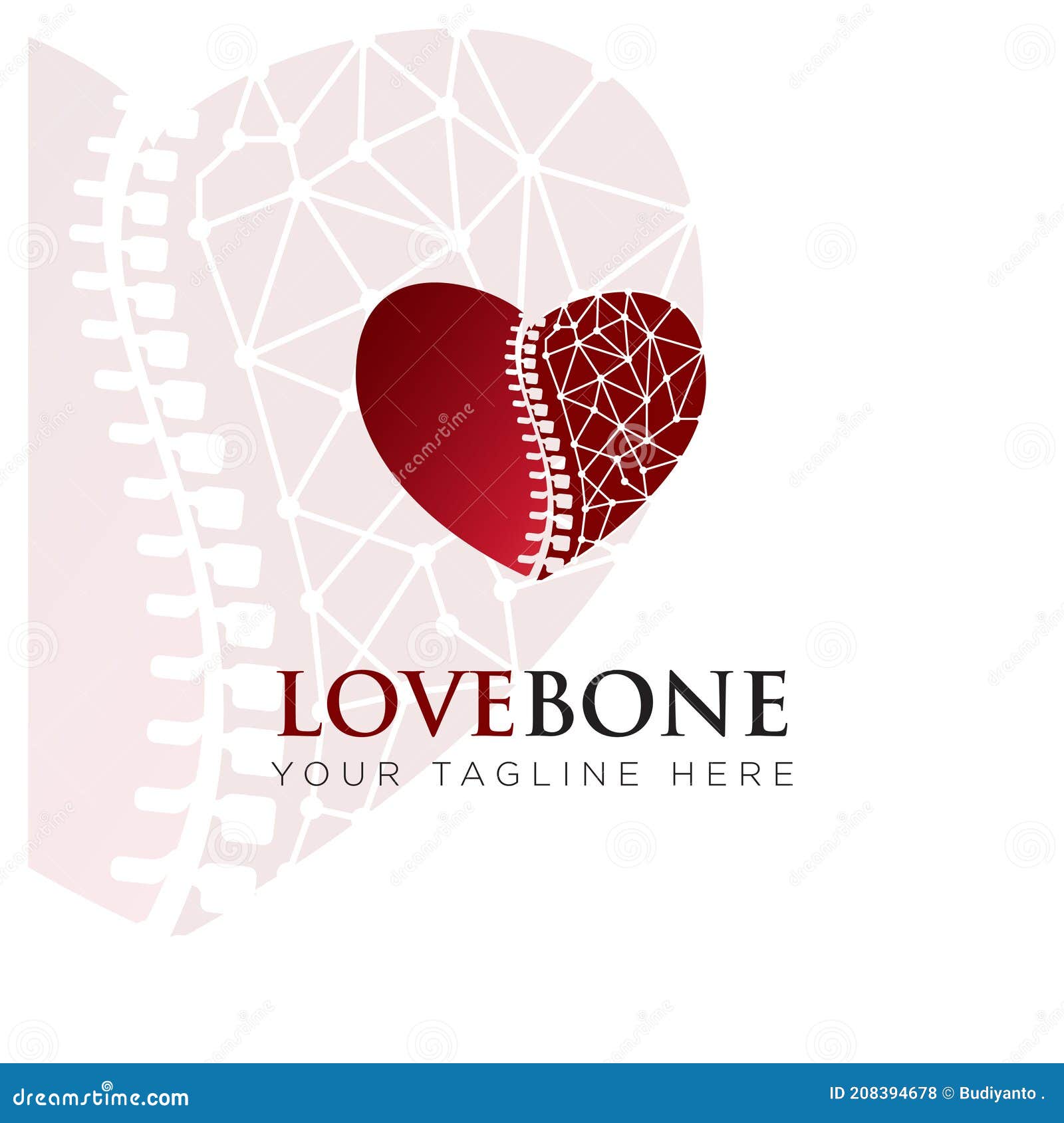 Love Bone Logo, Creative Heart and Negative Space Backbone Vector Stock ...