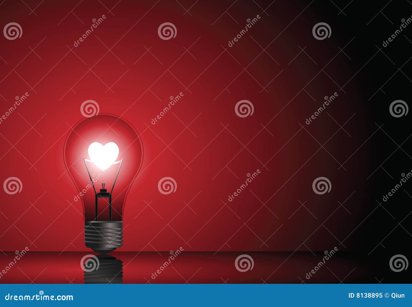 Love Bulb in Red Background Stock Vector - Illustration of romance ...