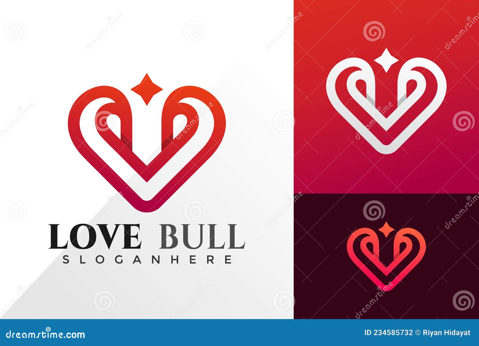Love Bull Logo Design Vector Template Stock Vector - Illustration of ...