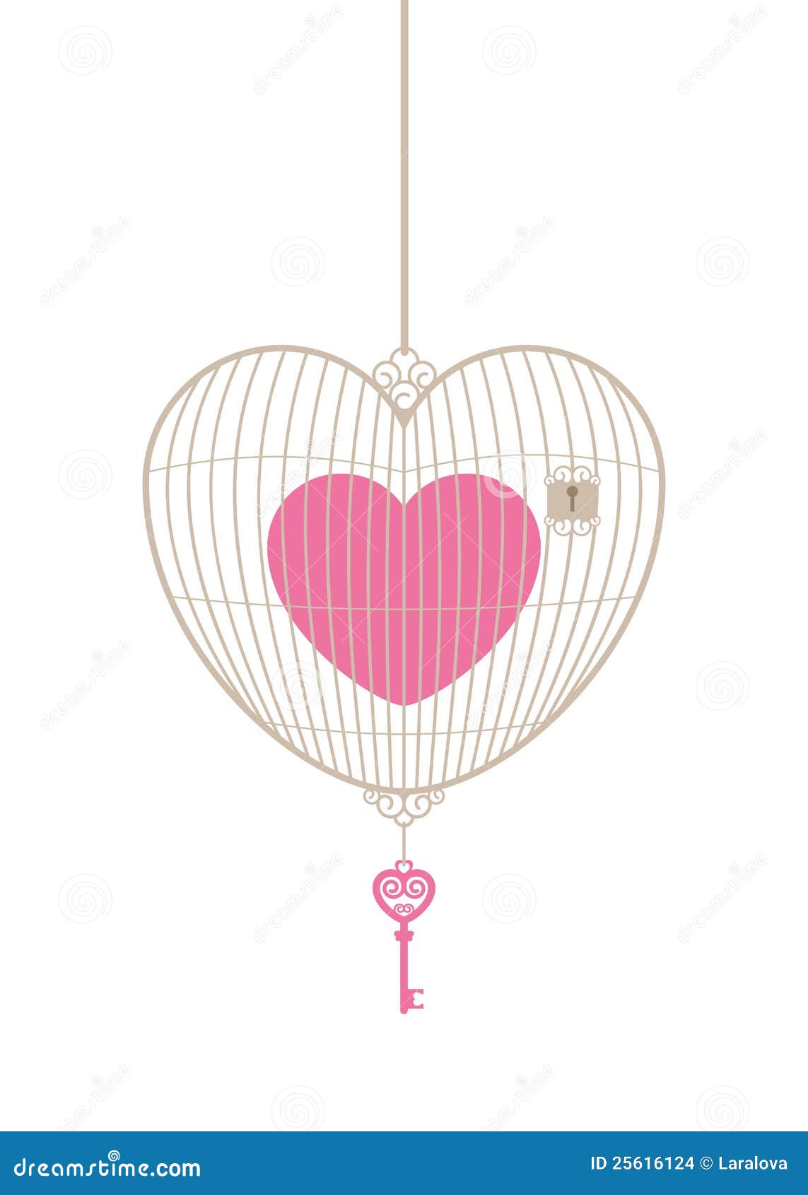 Love cage with key stock vector. Illustration of hanging - 25616124