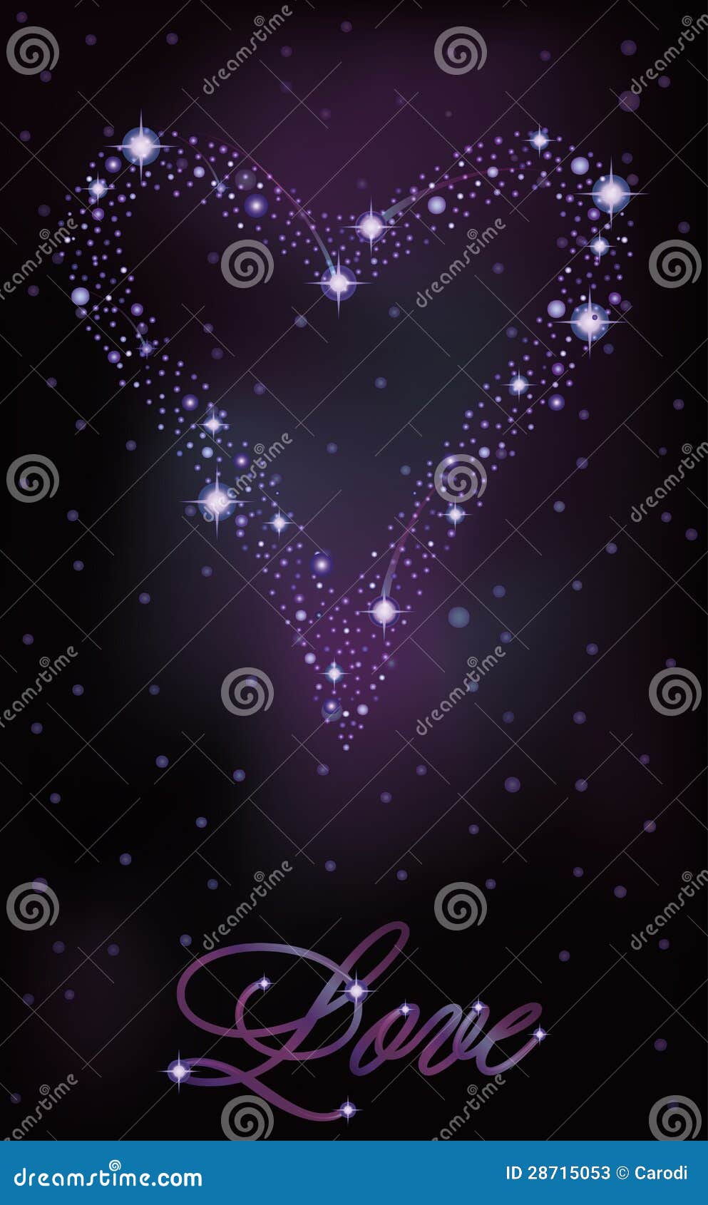 Love Card, Heart of the Stars Stock Vector - Illustration of light ...