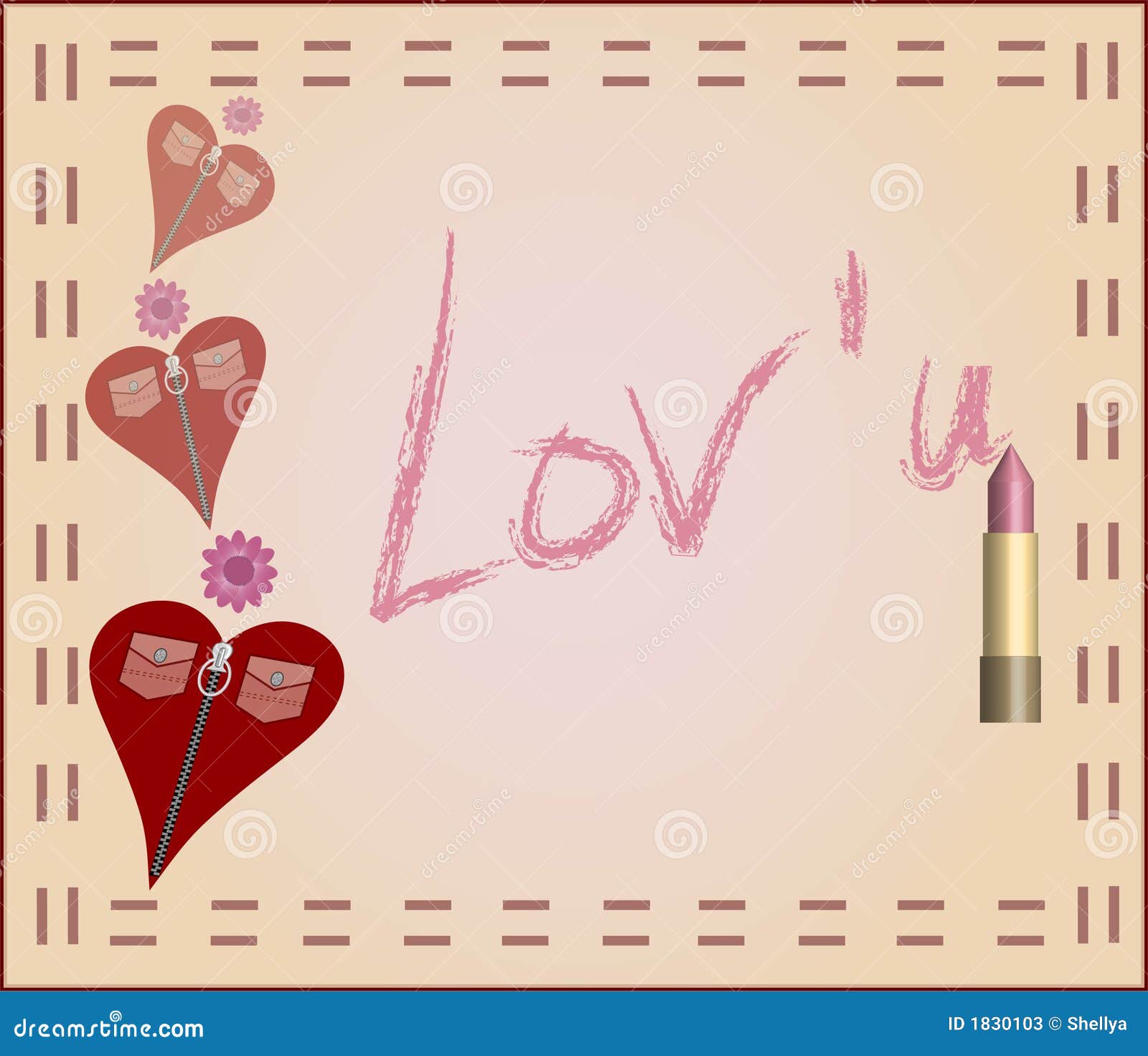 Love Card Message in Zip Heart Stock Illustration - Illustration of ...