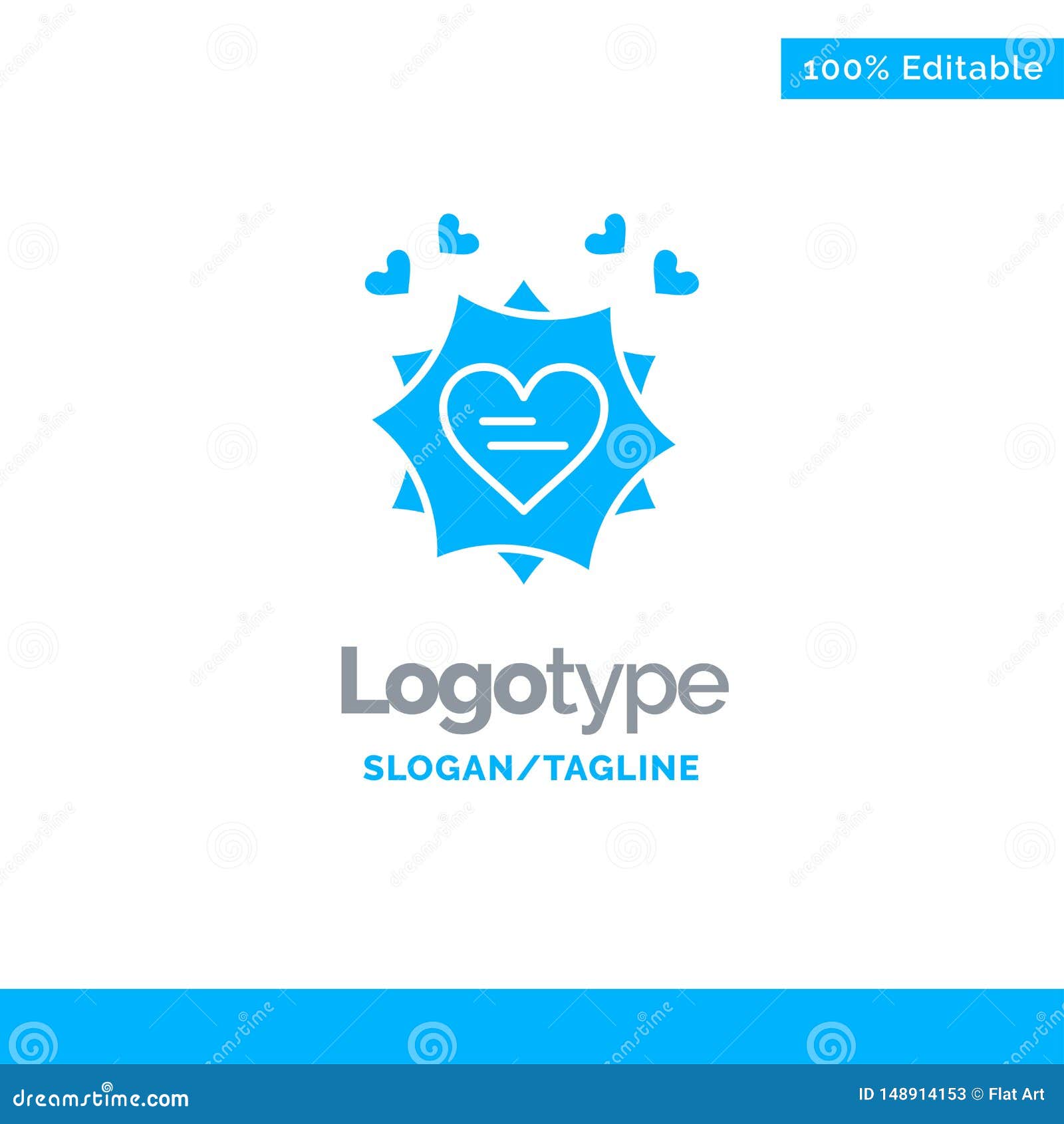 Love, Card, Valentine, Heart Blue Solid Logo Template. Place for ...