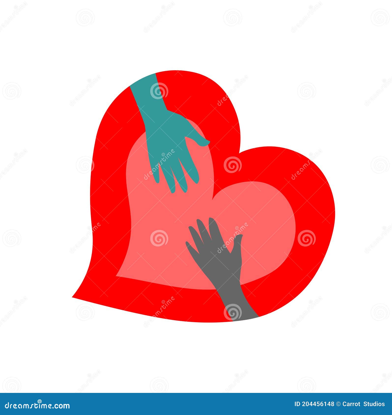 Love Care Icon Two Hands with Red Heart and Red Vector Image Stock ...