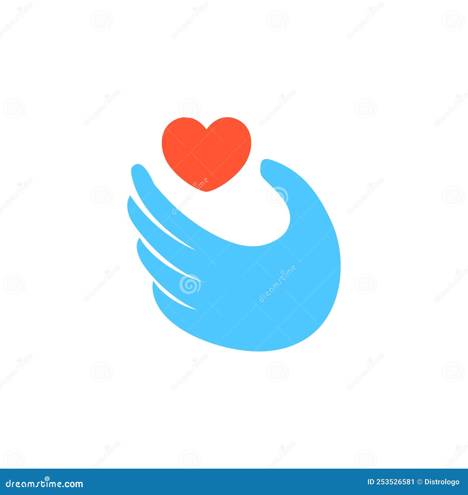 Love Care Logo Design Template. Hand with Love Shape Illustration Stock ...