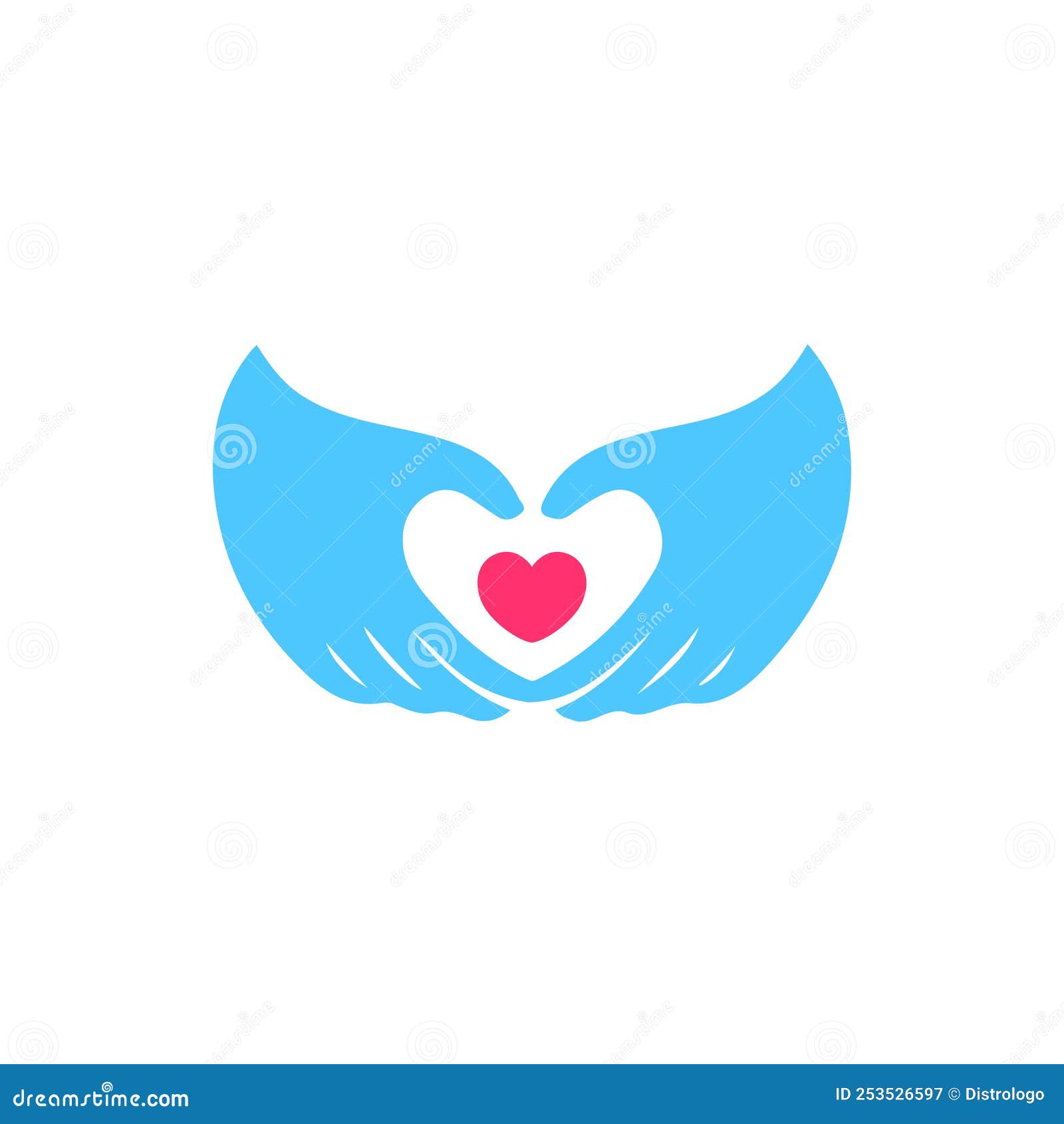 Love Care Logo Design Template. Hand with Love Shape Illustration Stock ...