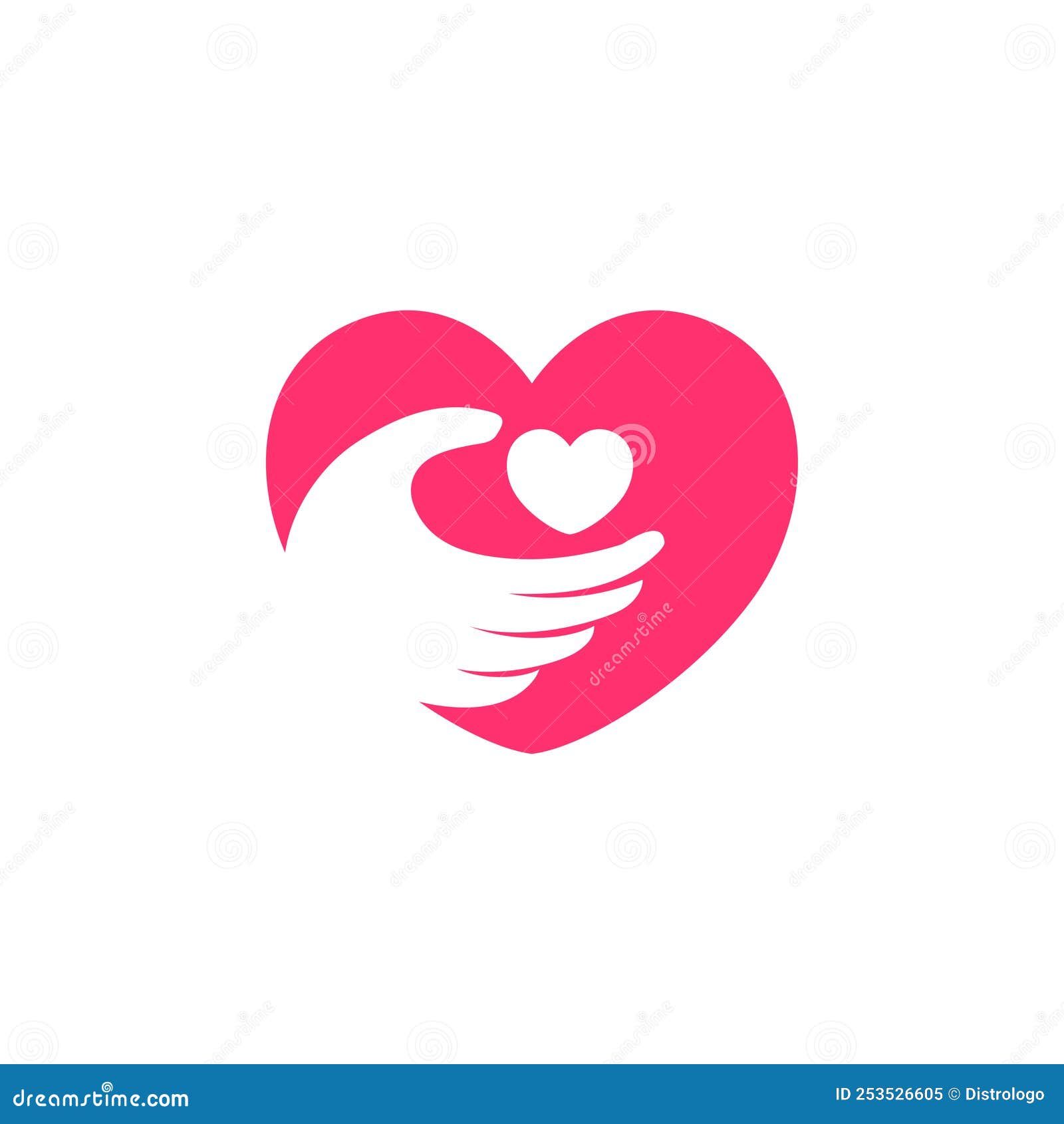 Love Care Logo Design Template. Hand with Love Shape Illustration Stock ...