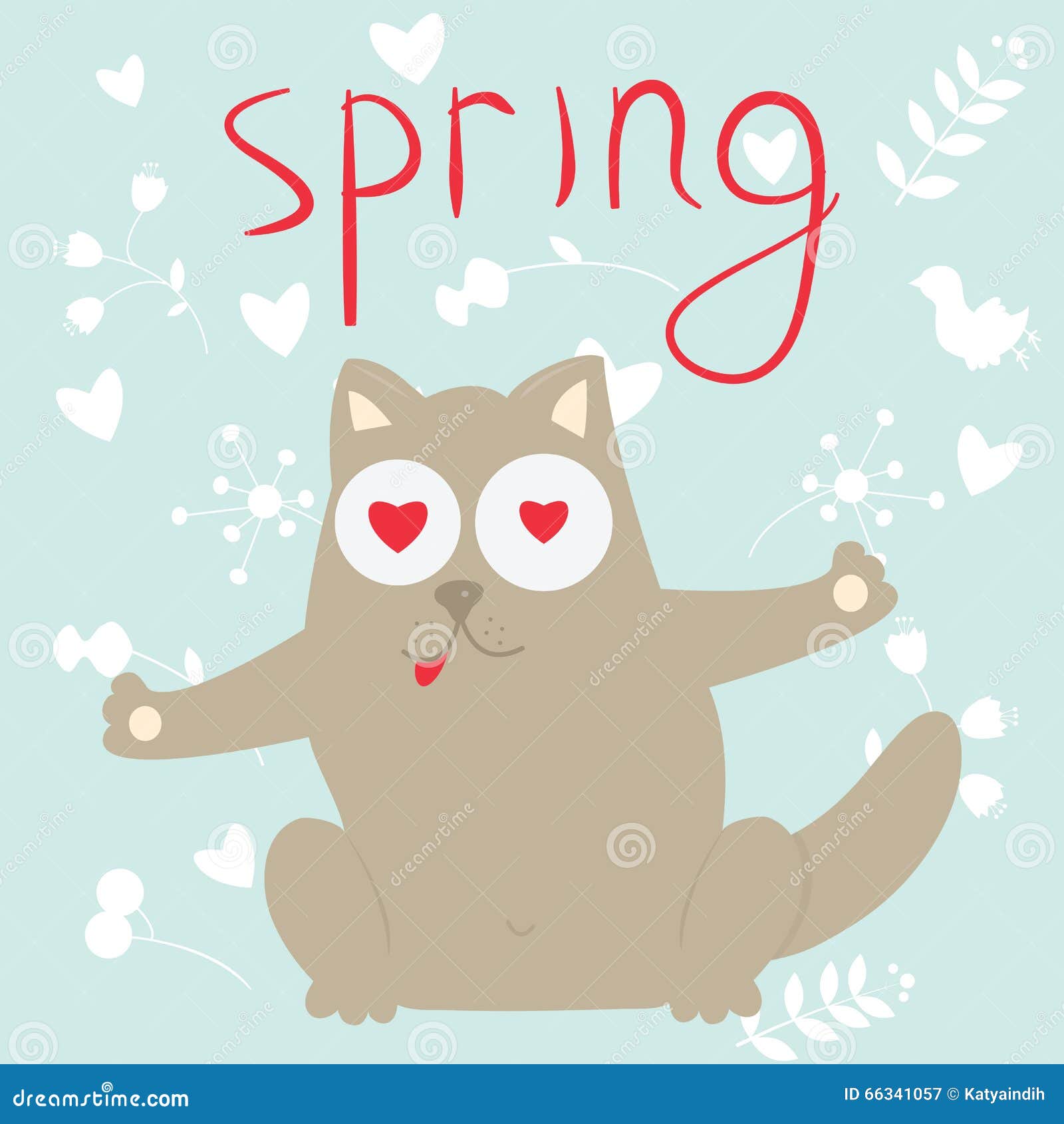 In Love Cartoon Cat on a Spring. Stock Vector - Illustration of march ...