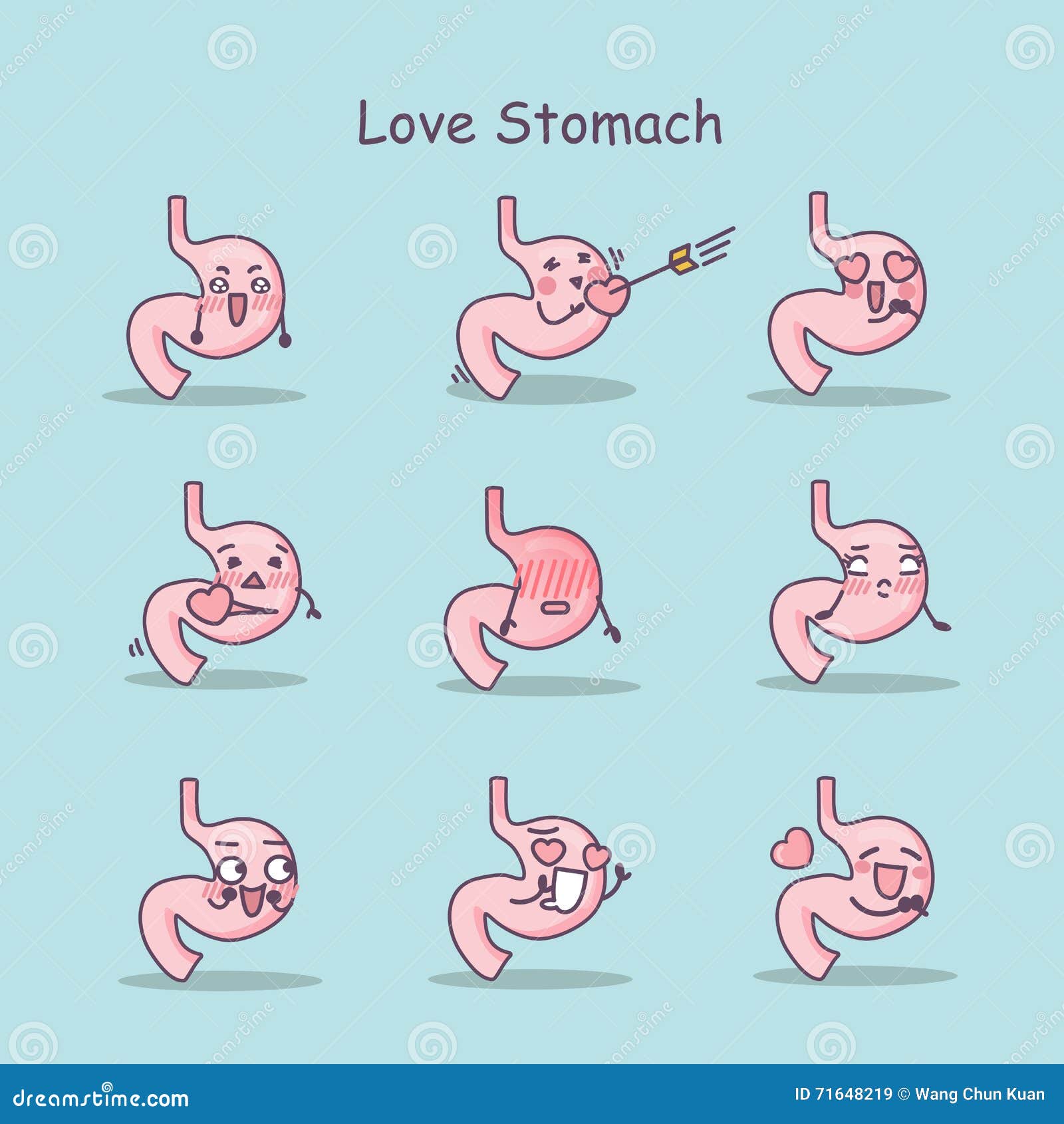 Cartoon Stomach Character, Cute Tummy Mascot. Vector Illustration ...