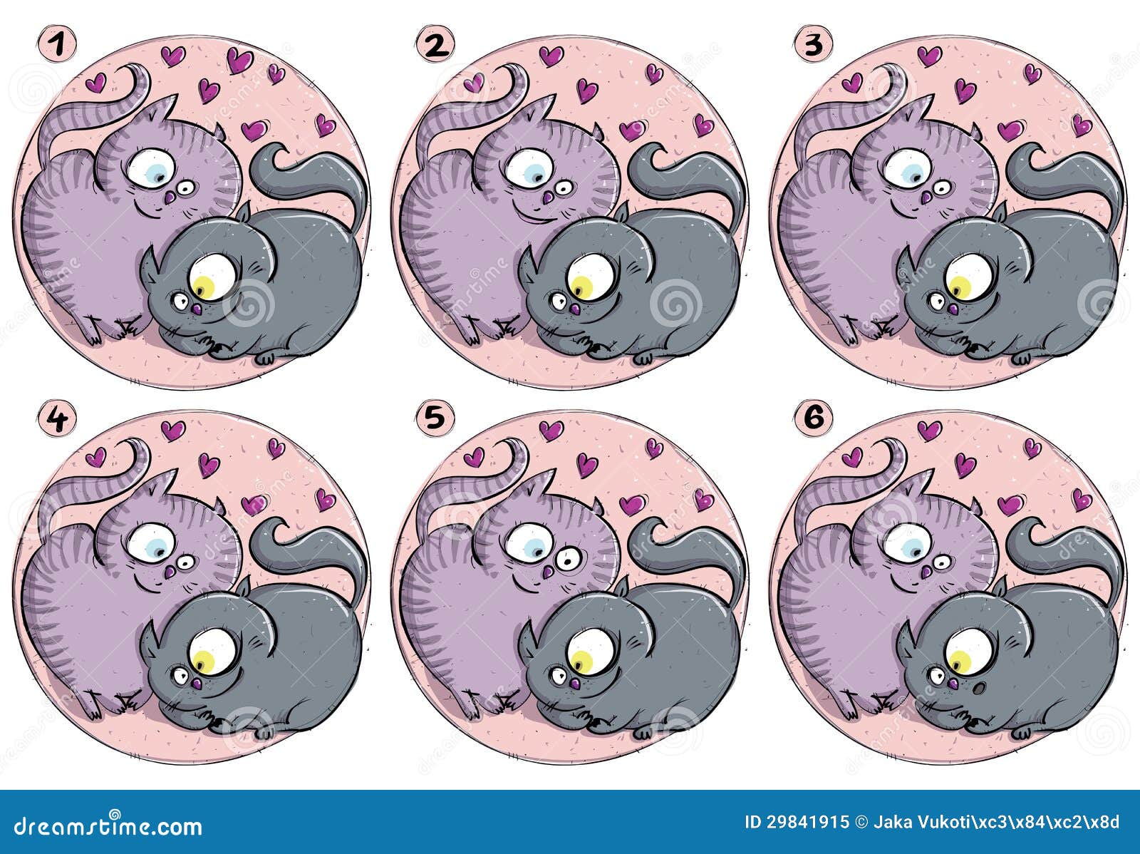 Love Cats Match-Up Visual Game Stock Vector - Illustration of purple ...