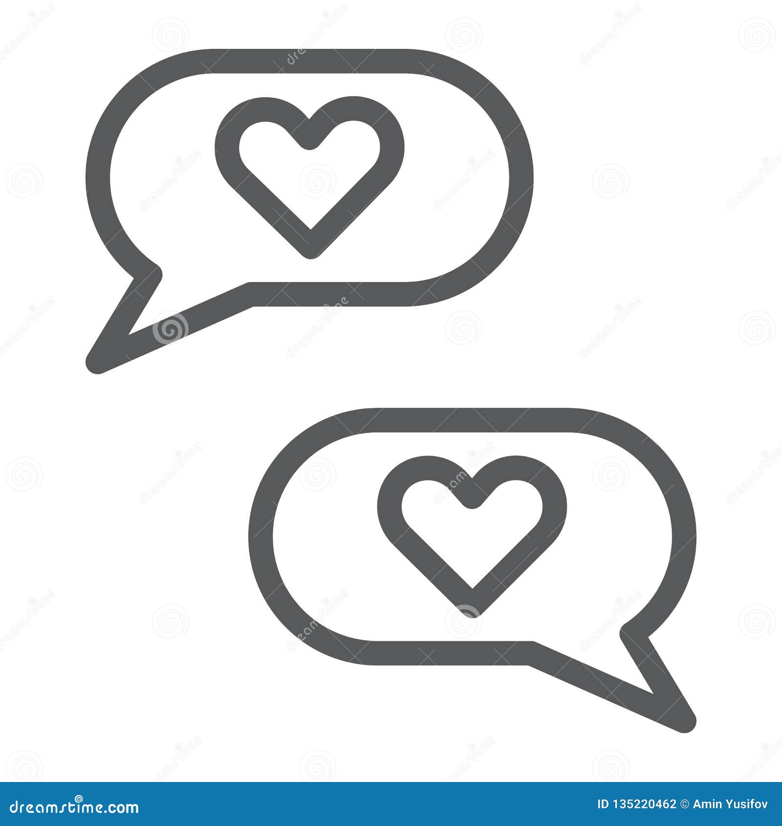 Love Chat Line Icon, Romantic and Dialog, Speech Bubble Sign, Vector ...