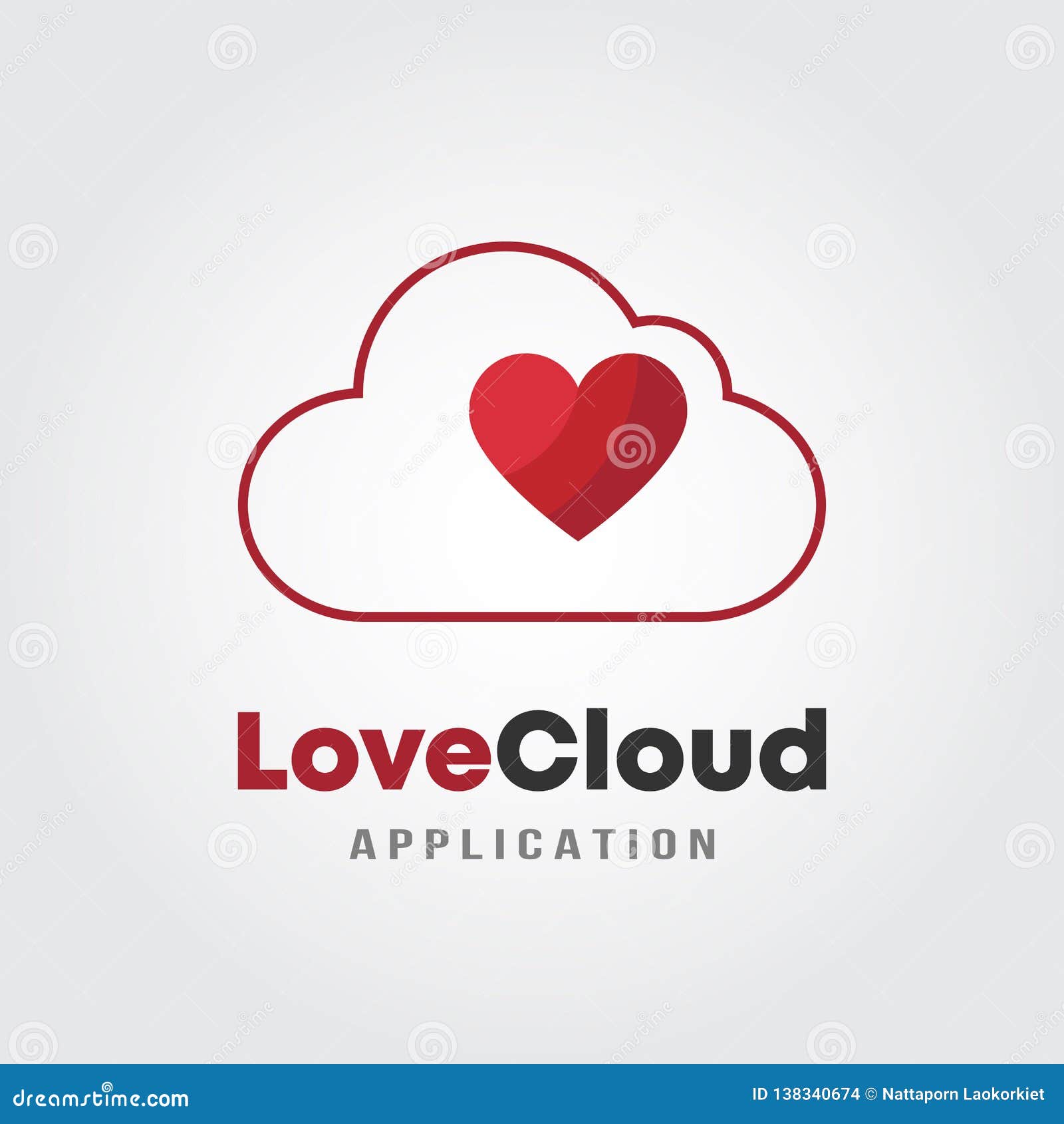 Love Cloud Logo Template with Heart and Cloud Design Concept. Software ...