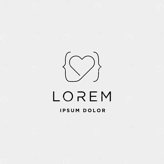 Love Coding Logo Design Line Vector Symbol Icon Stock Vector ...