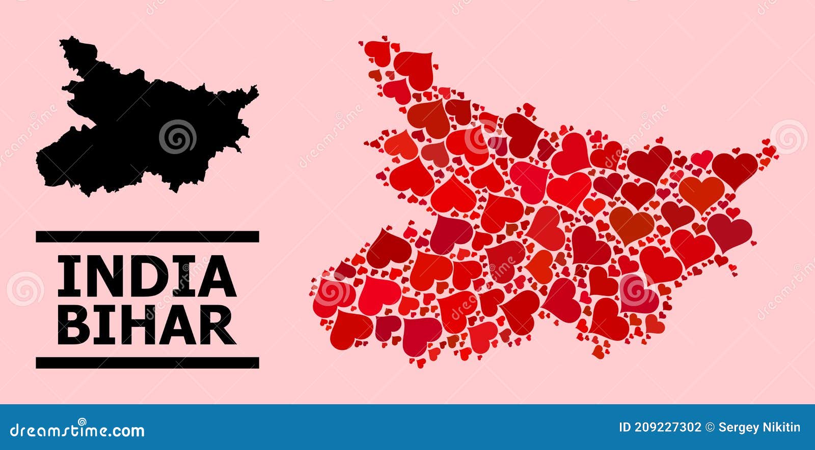 Red Lovely Pattern Map of Bihar State Stock Vector - Illustration of ...