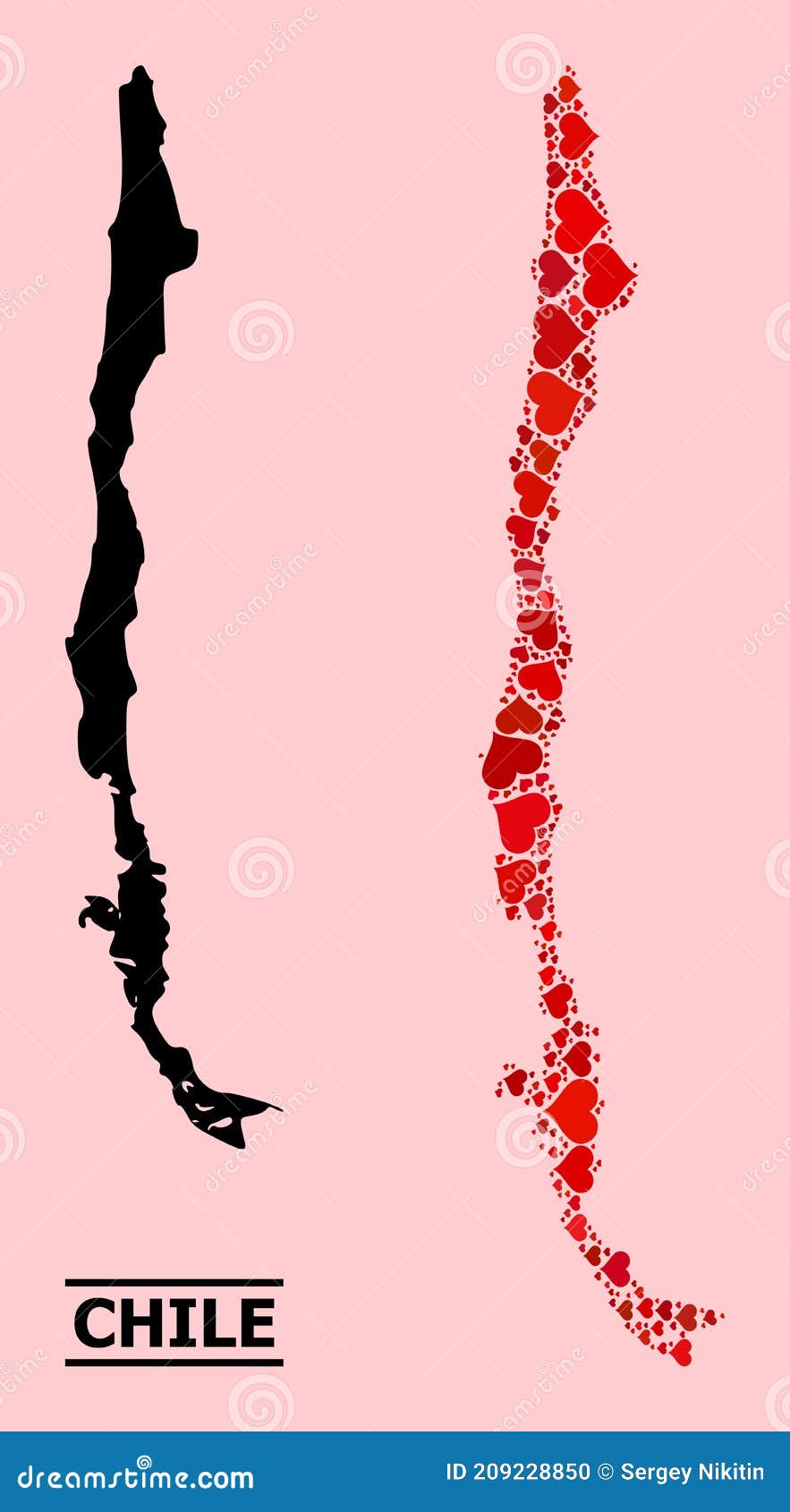 Red Valentine Mosaic Map of Chile Stock Vector - Illustration of region ...