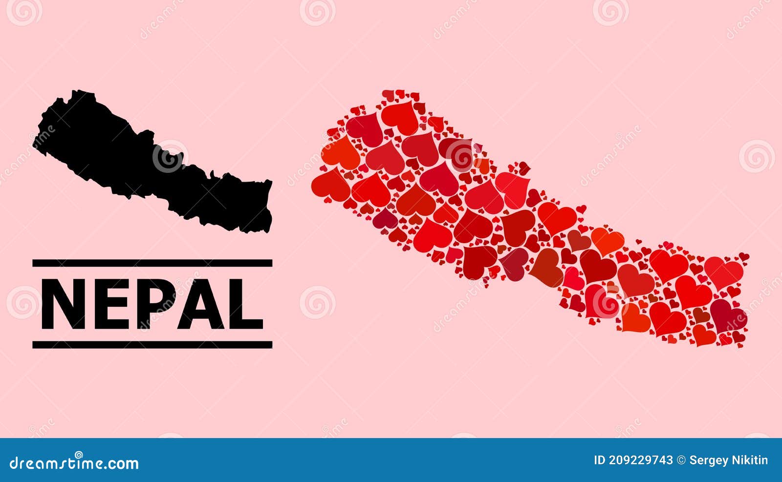 Red Lovely Mosaic Map of Nepal Stock Vector - Illustration of nation ...