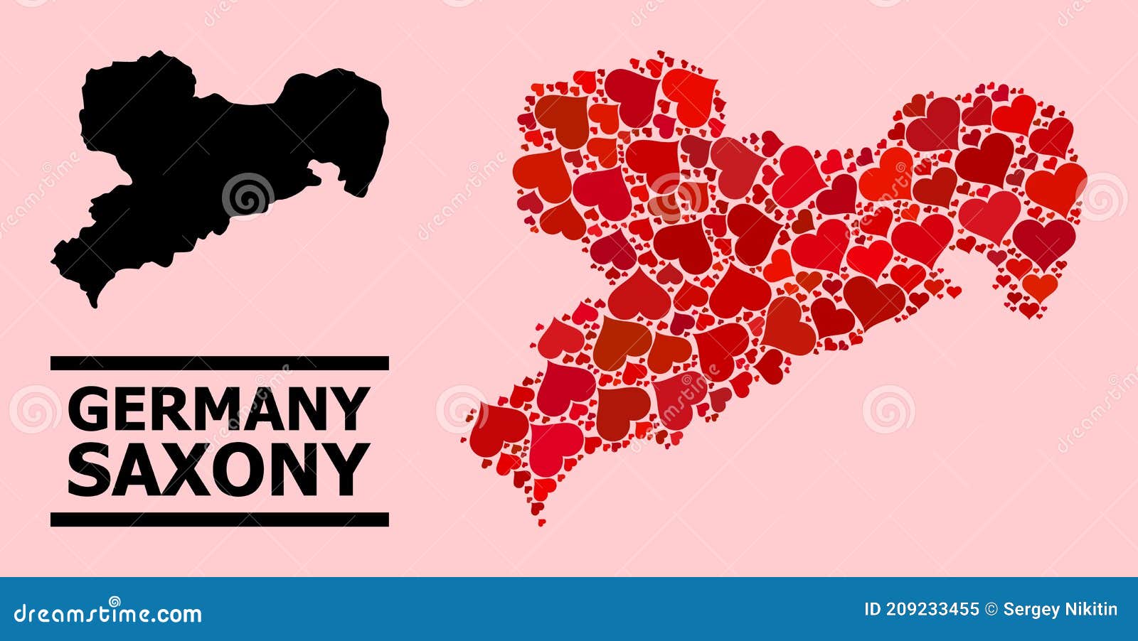 Red Love Heart Mosaic Map of Saxony State Stock Illustration ...