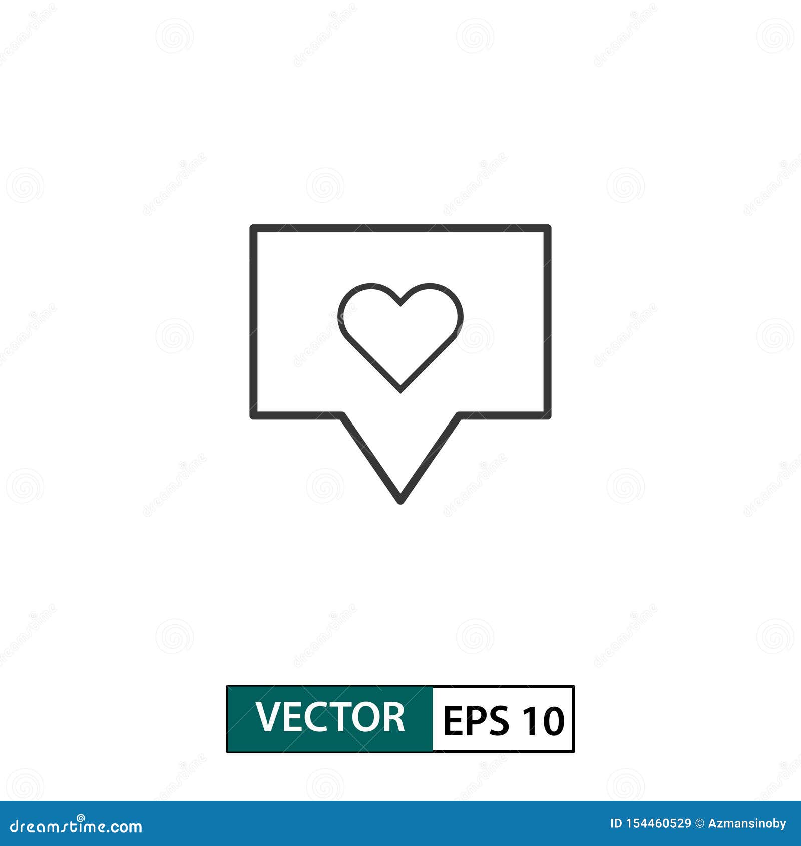 Love Comment Icon. Outline Style. Isolated on White Background. Vector ...