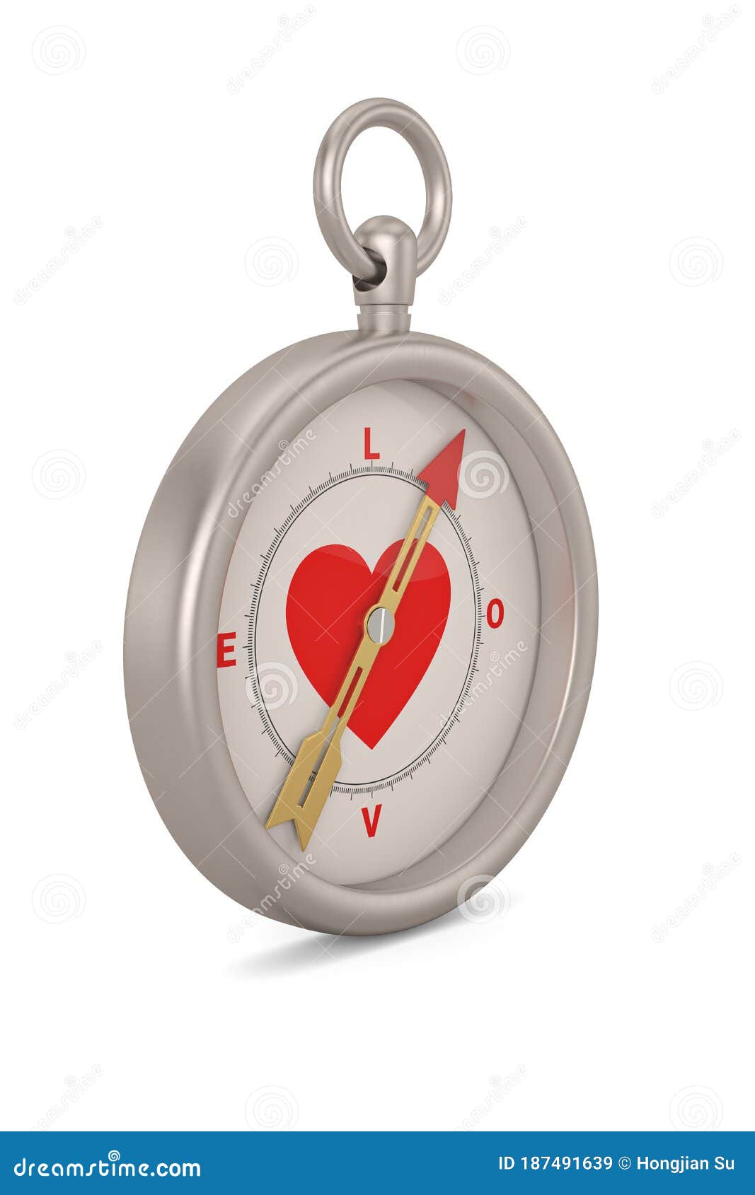 Love Compass Isolated on White Background. 3D Illustration Stock ...