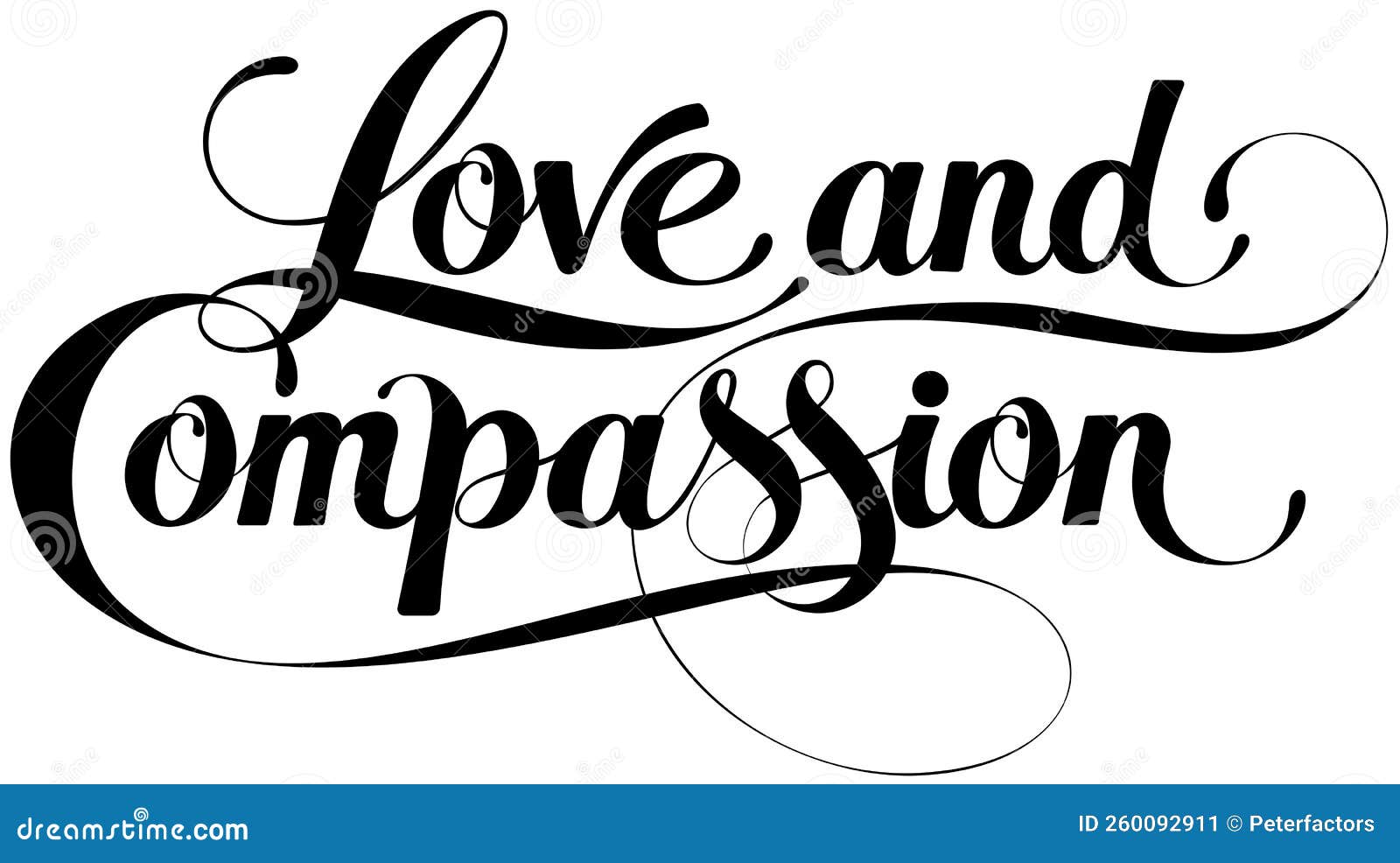 Love & Compassion - Custom Calligraphy Text Cartoon Vector ...