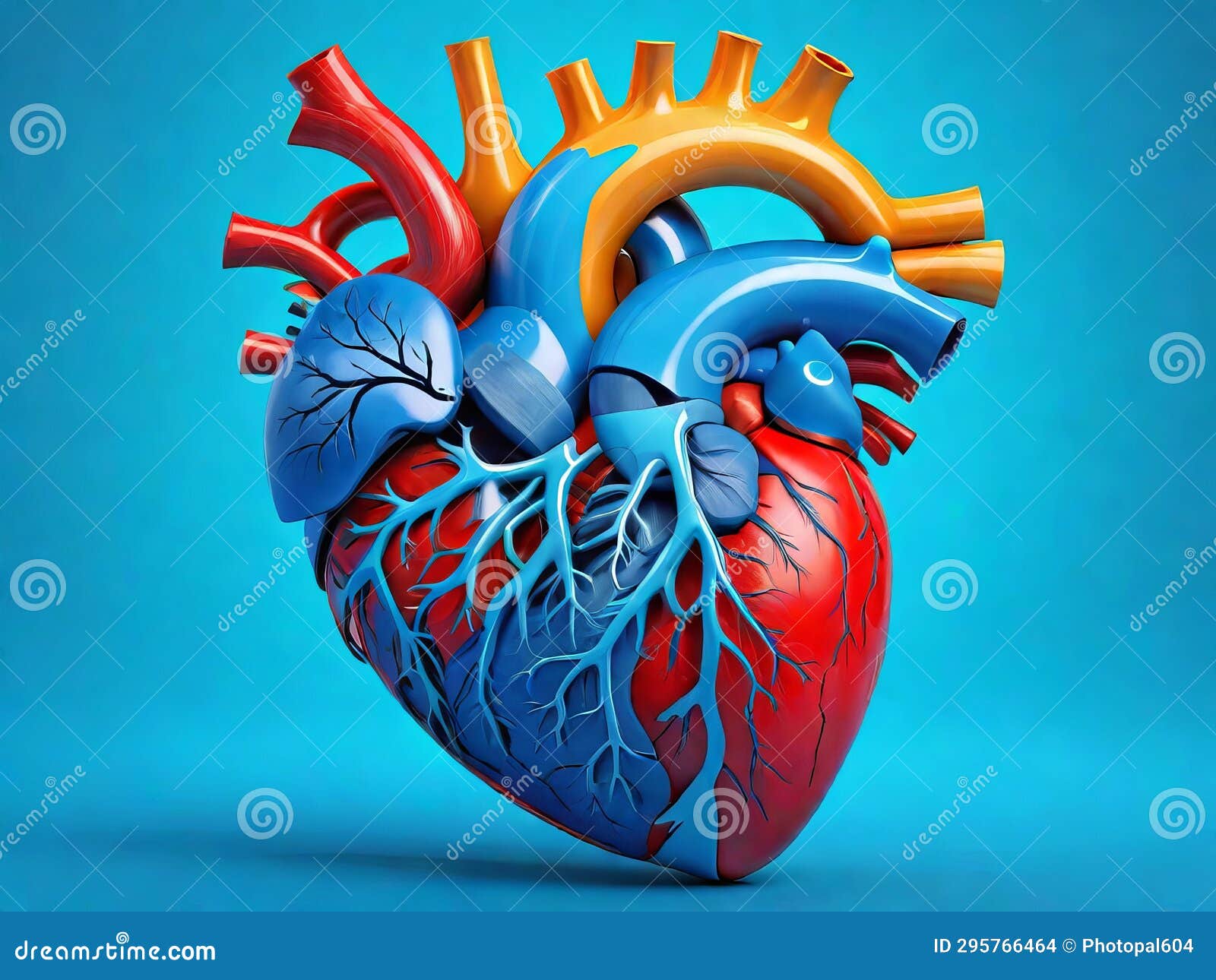 Love Concept: Creative Heart Shape, Human Heart Model on a Blue ...