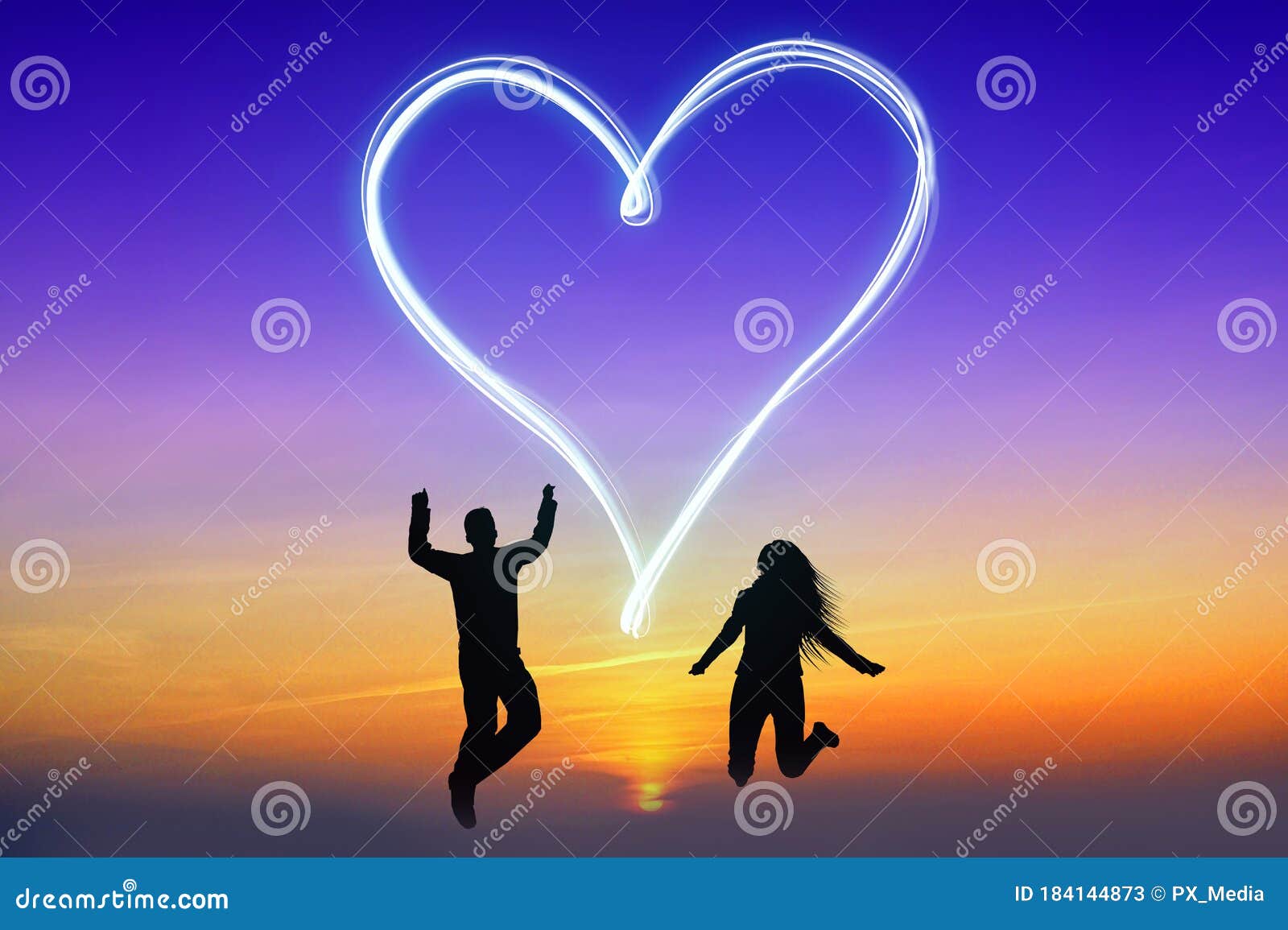 Jumping Couple, Heart Shape - Love Concept Stock Illustration ...