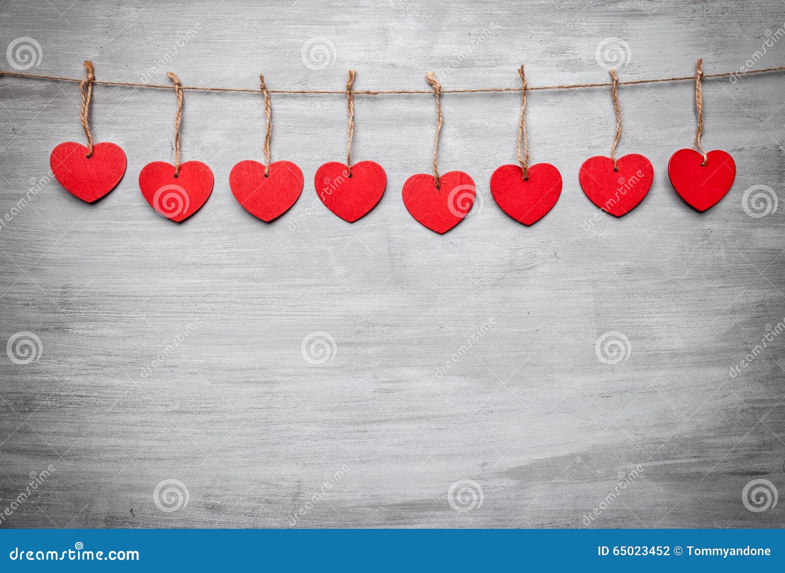 Love Concept. Hearts Hanging On A String Stock Photo - Image: 65023452
